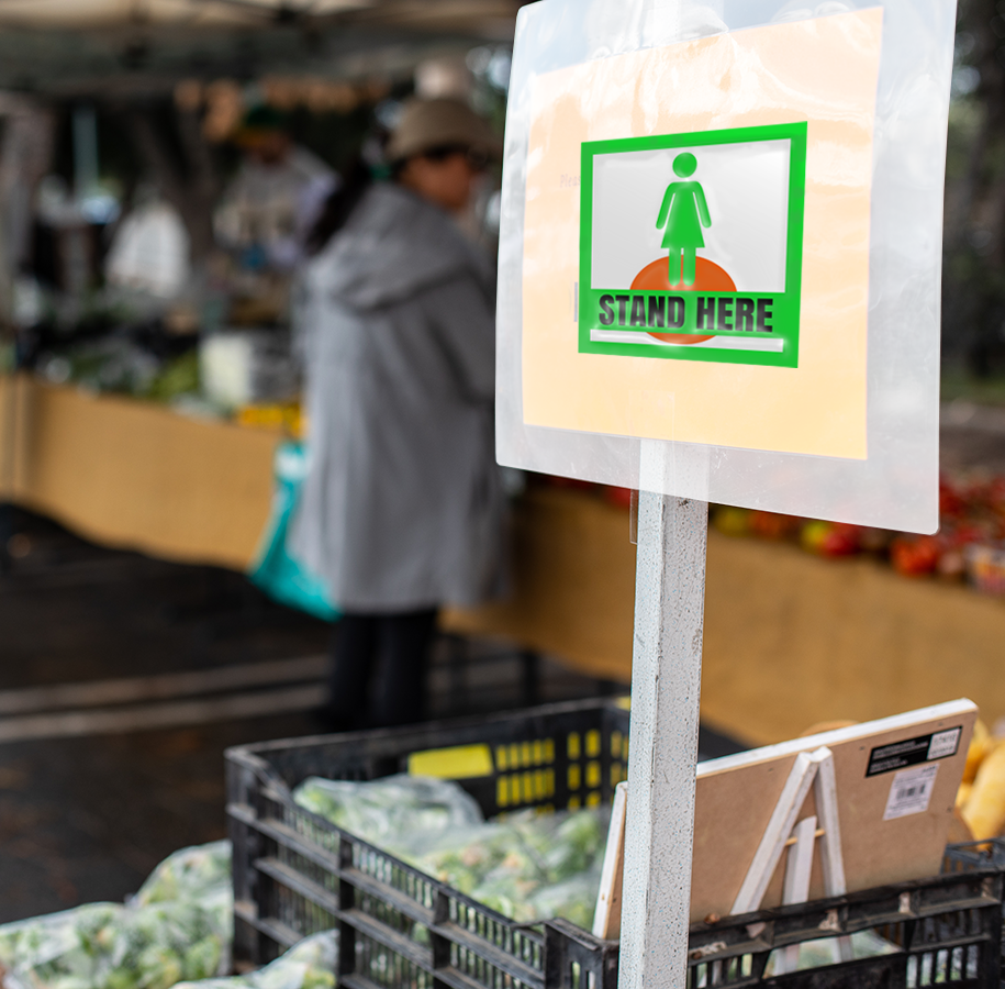 5" x 5" Social Distance Stand Here Sticker1